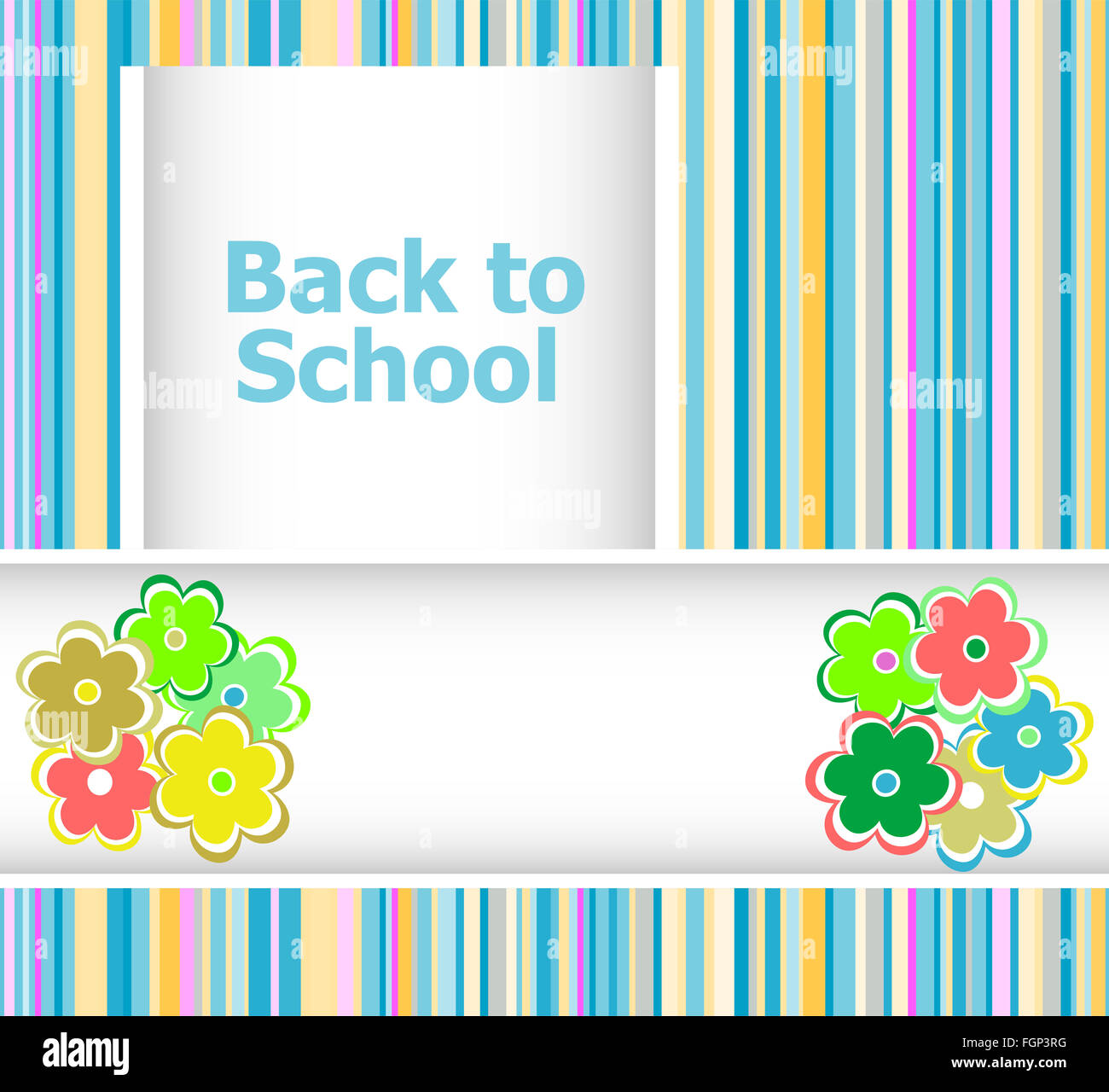 Back to school invitation card with flowers, education concept Stock ...