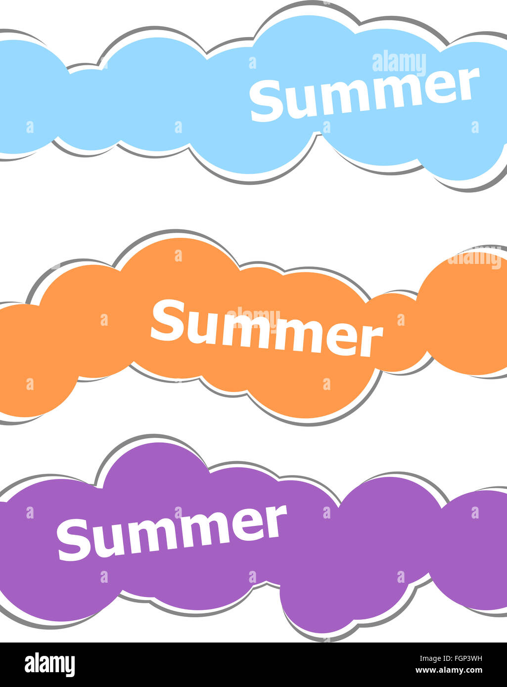 summer word on stickers set isolated on white, summer time concept ...