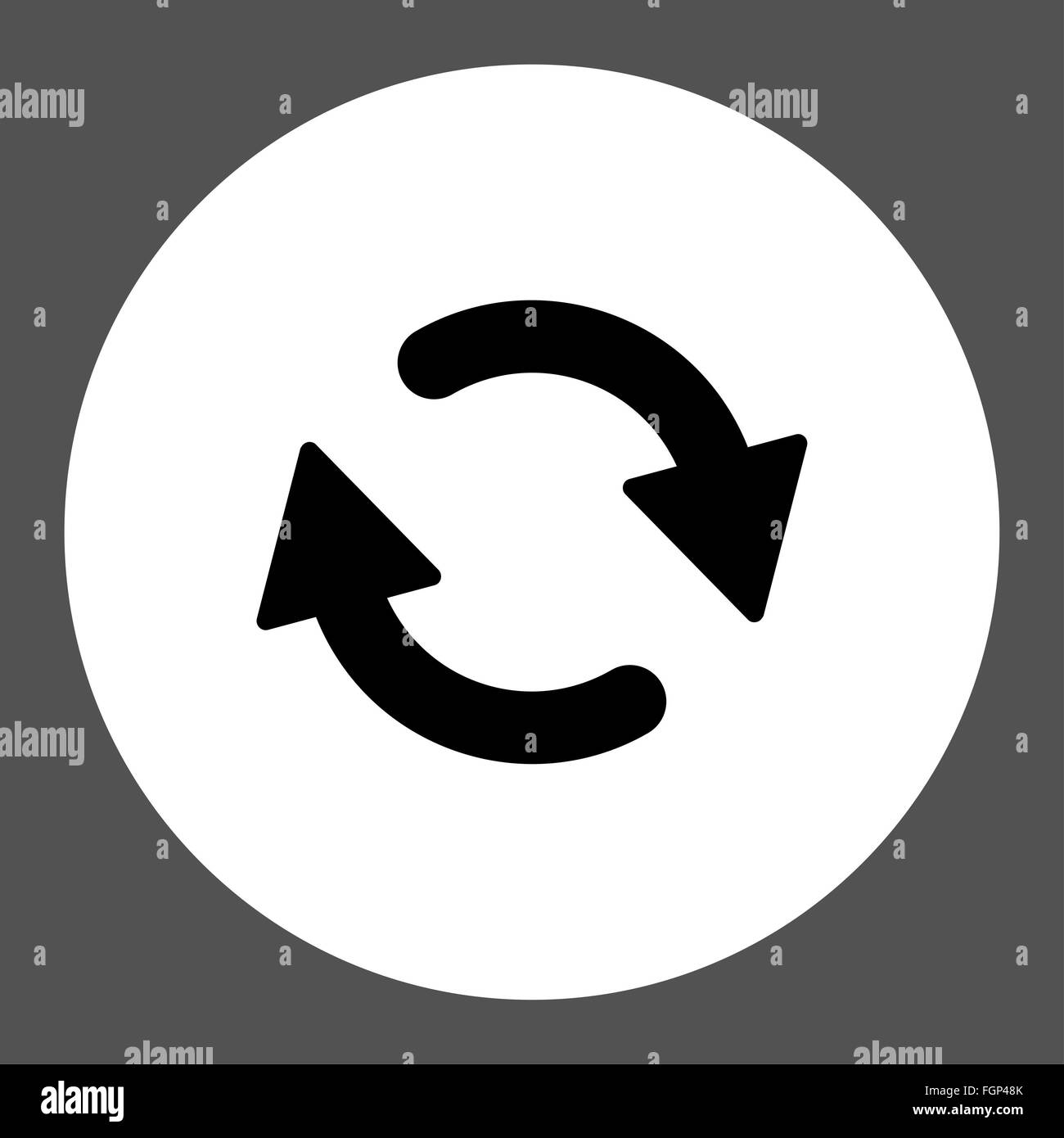 Refresh flat black and white colors round button Stock Photo - Alamy