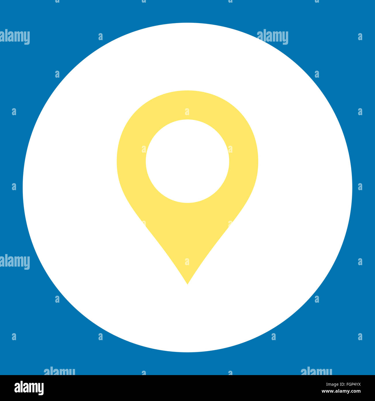 Map Marker flat yellow and white colors round button Stock Photo - Alamy