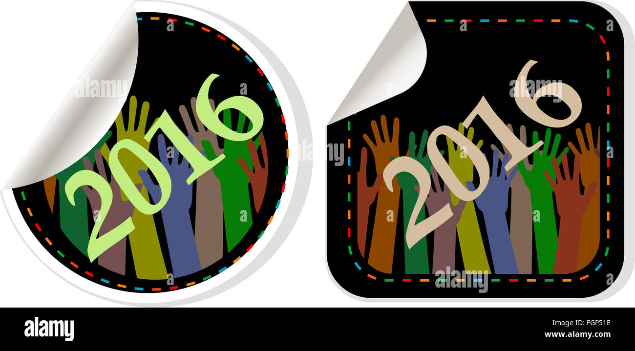 2016 new year symbol, icons or button set isolated on white background ...