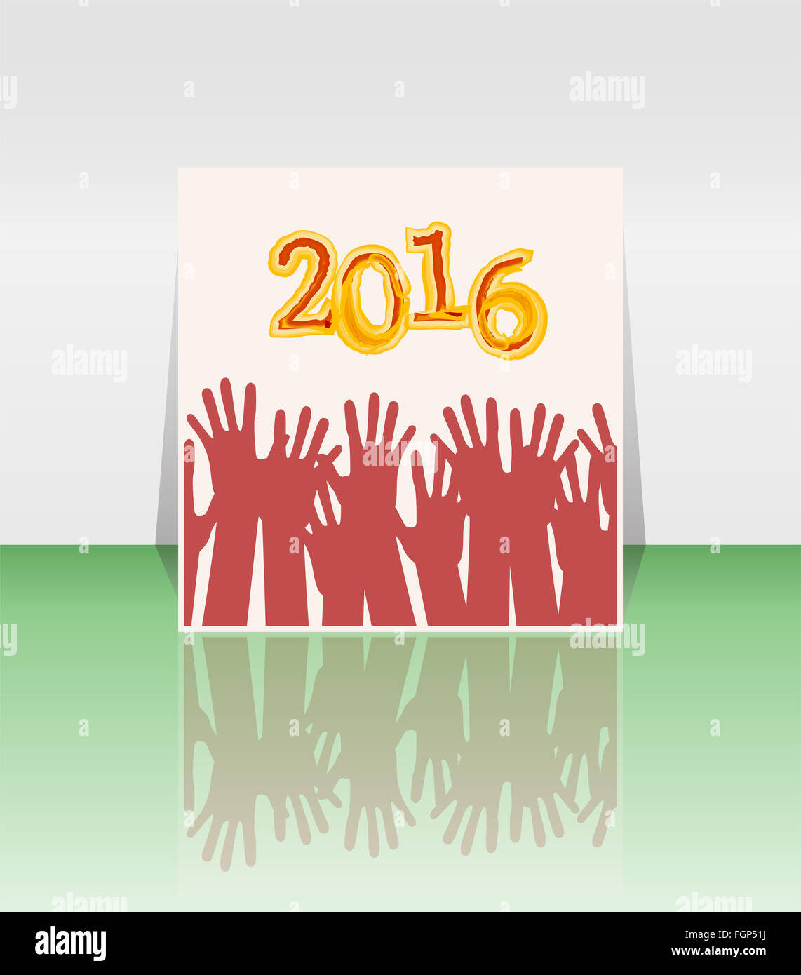 2016 and people hands set symbol. The inscription 2016 in oriental ...