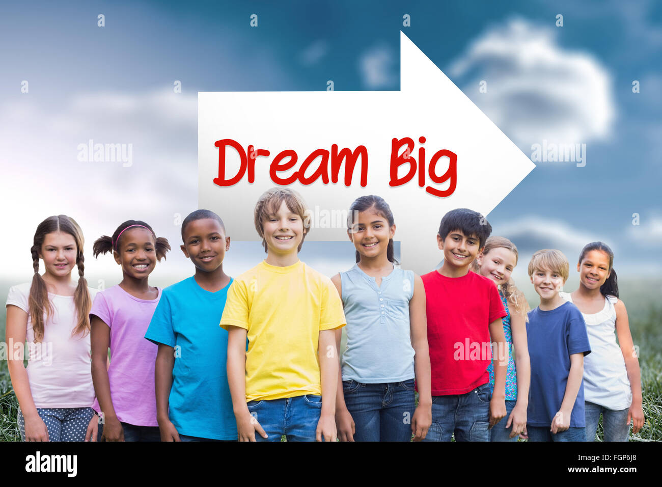 Dream big against sunny landscape Stock Photo - Alamy