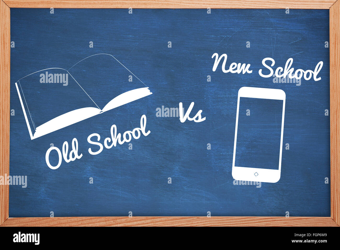 Composite image of old school vs new school Stock Photo - Alamy