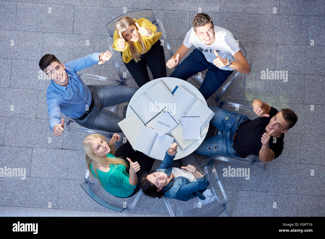 group of students top view Stock Photo - Alamy