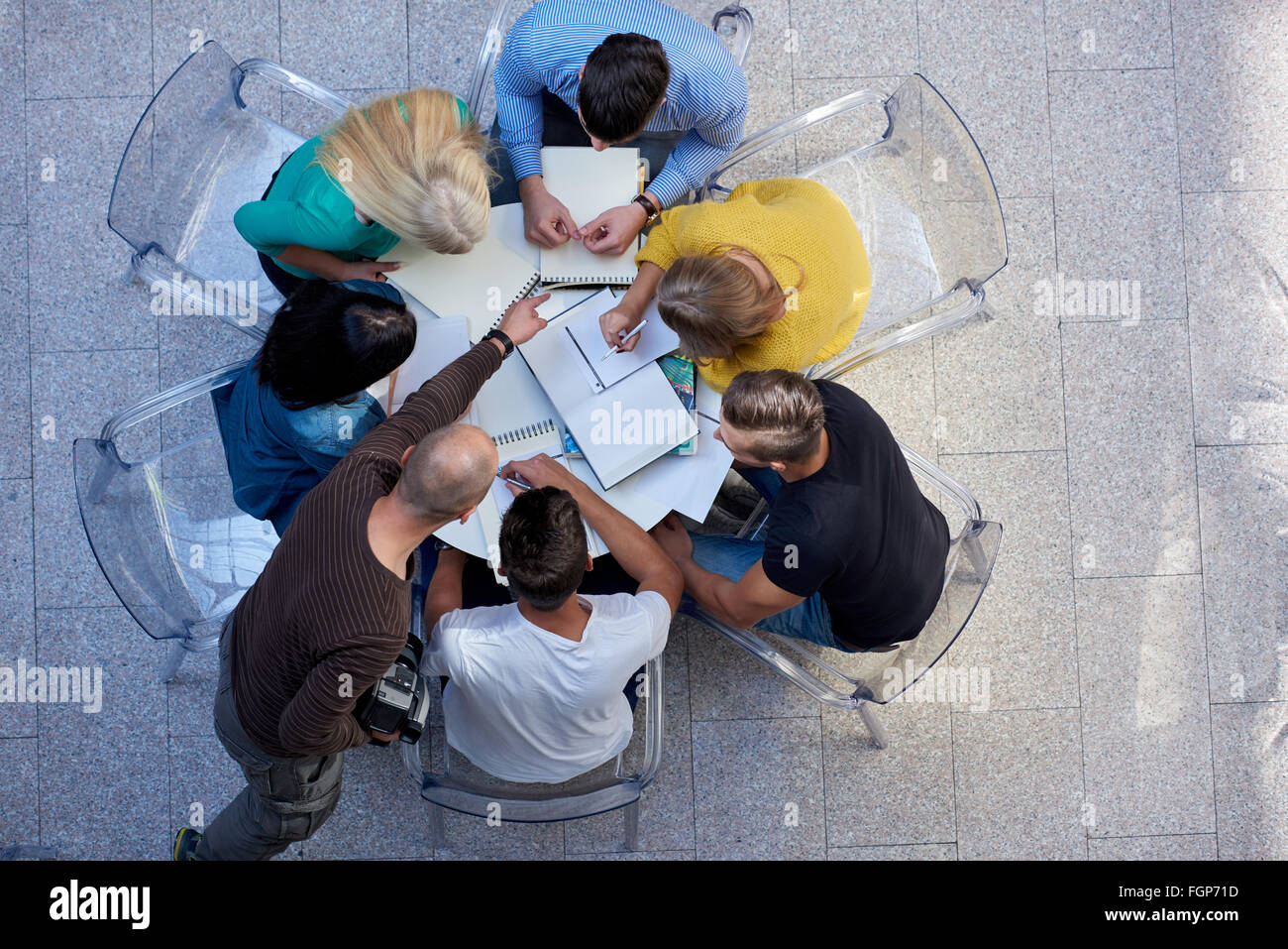group of students top view Stock Photo - Alamy