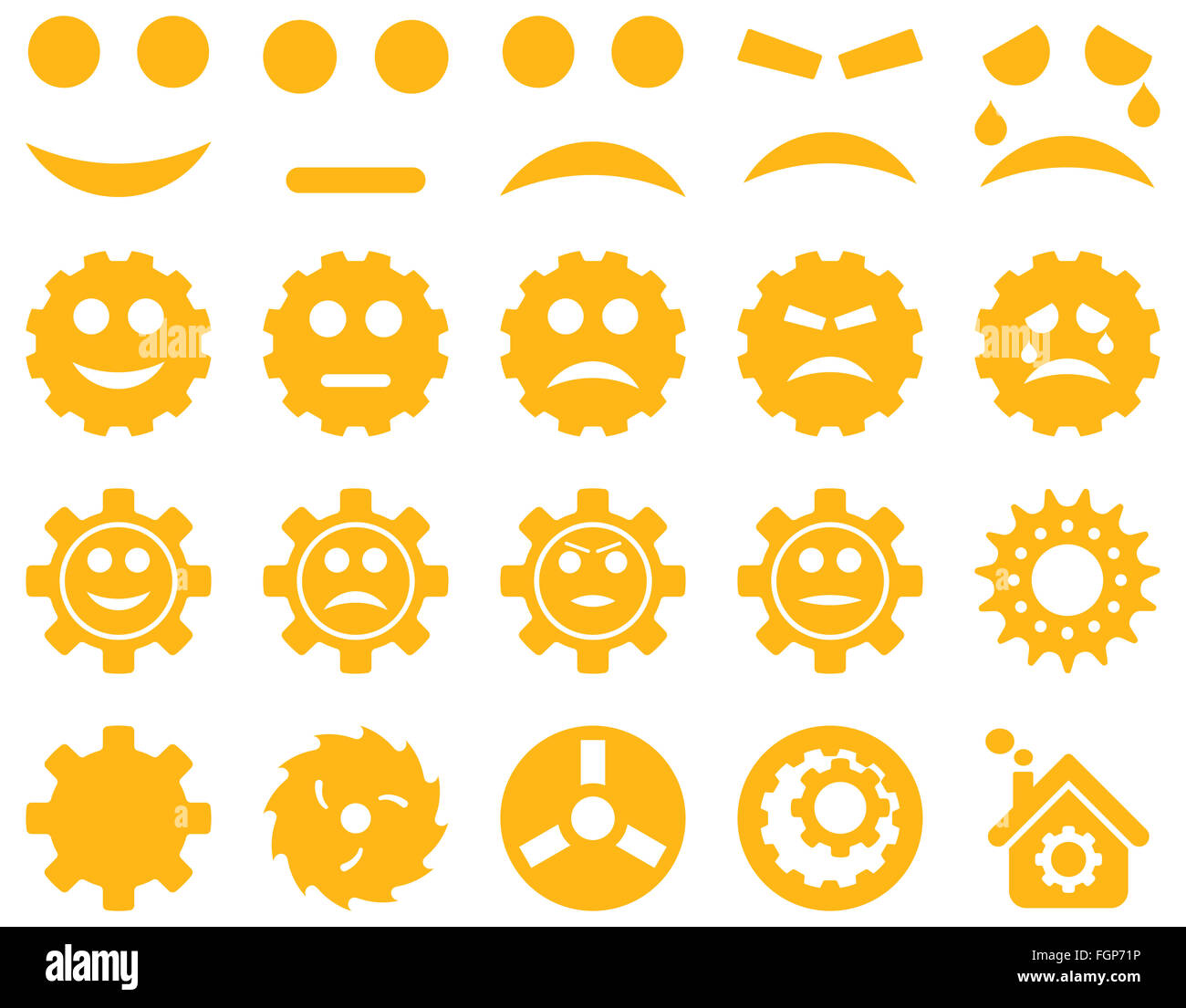 Tools and Smile Gears Icons Stock Photo - Alamy