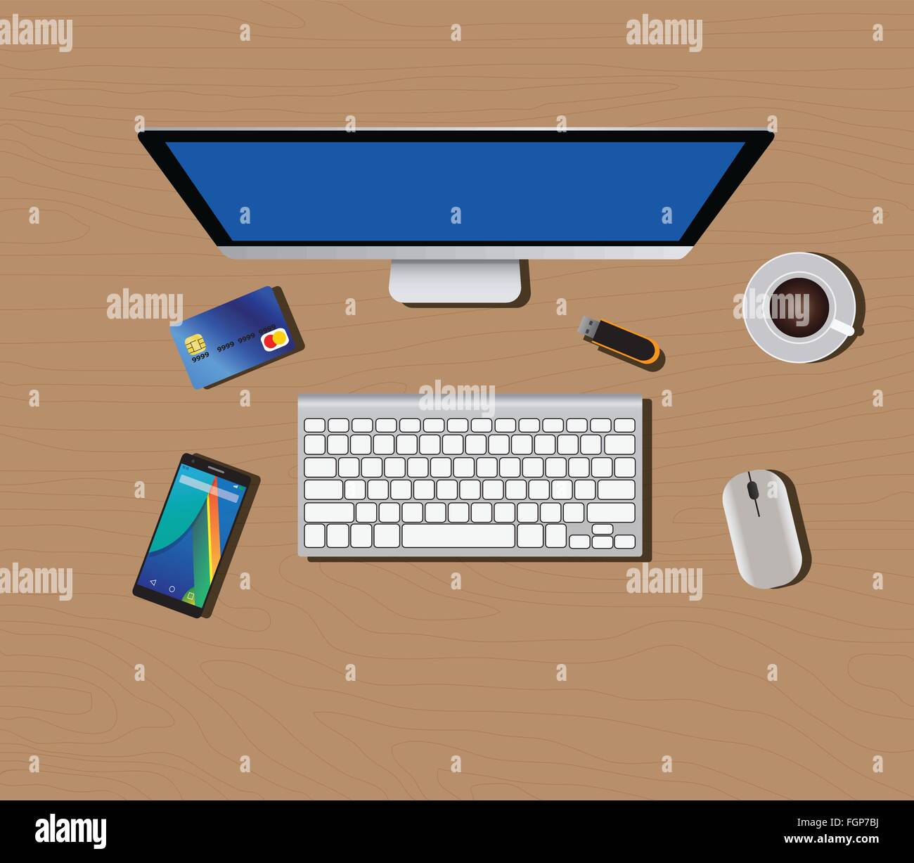 Business desk keyboard mouse Stock Vector Images - Alamy