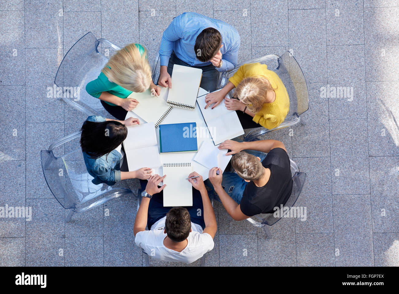 group of students top view Stock Photo - Alamy