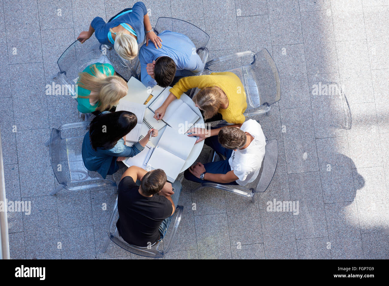 group of students top view Stock Photo - Alamy
