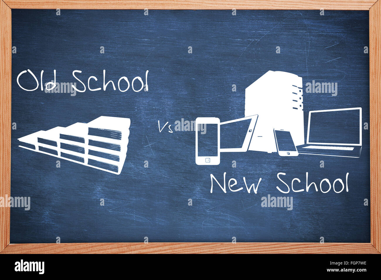 Composite image of old school vs new school Stock Photo - Alamy