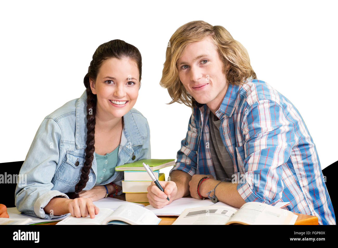 Male students doing research books hi-res stock photography and images ...