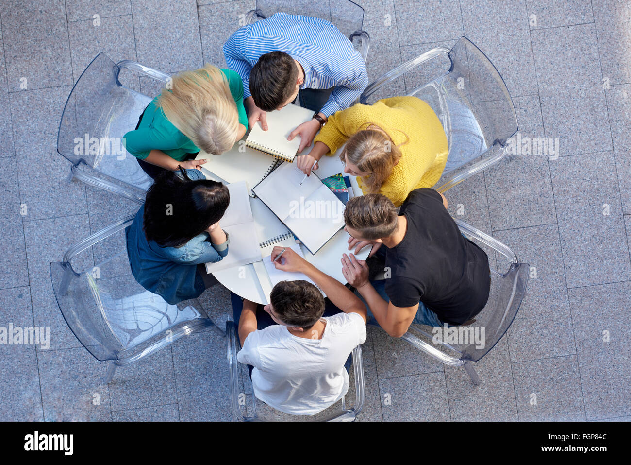 group of students top view Stock Photo - Alamy