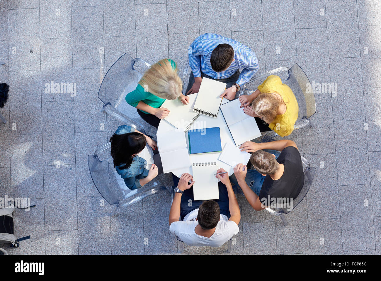 group of students top view Stock Photo - Alamy