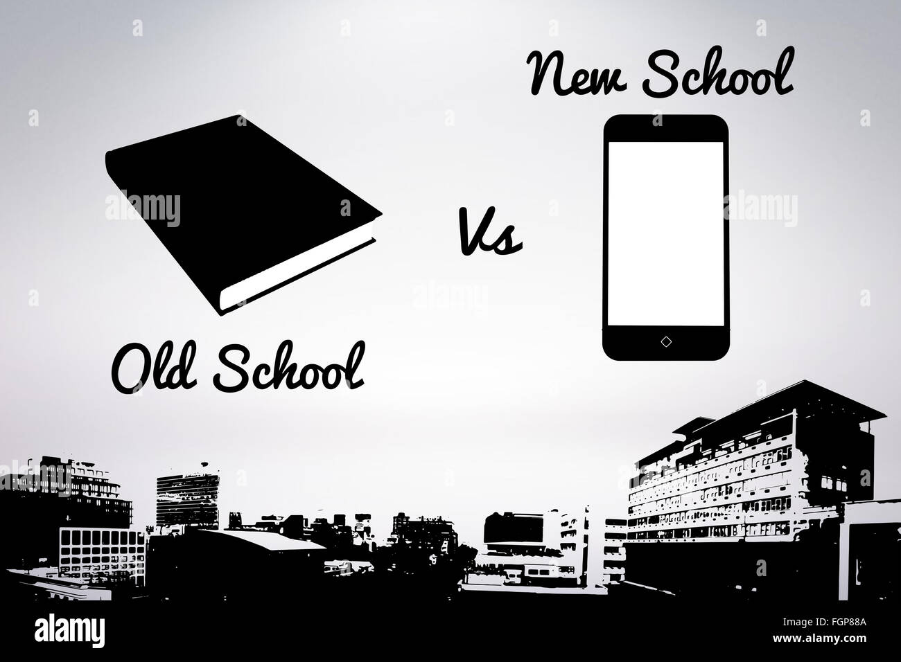 Composite image of old school vs new school Stock Photo - Alamy