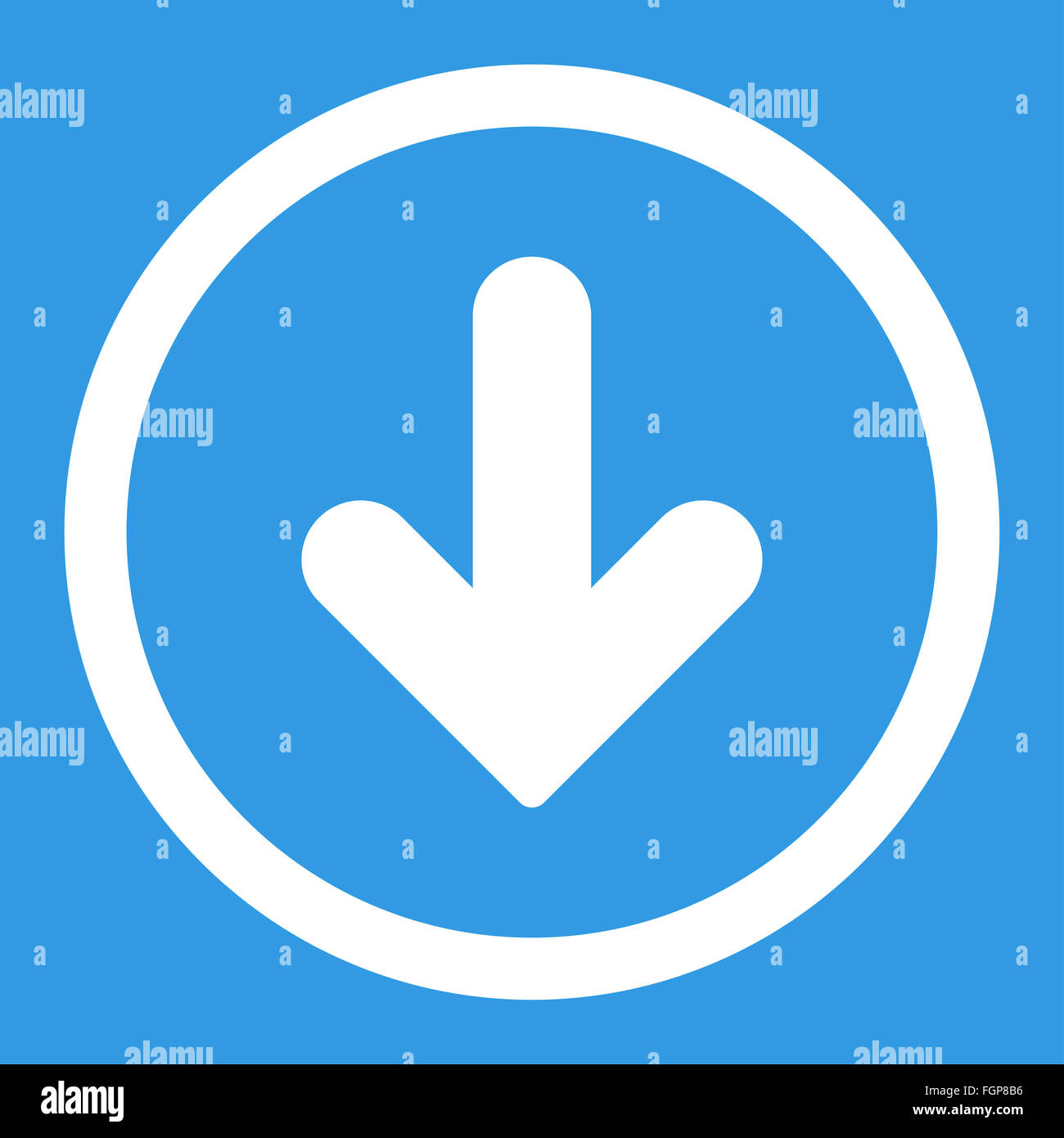 Arrow Down flat white color rounded raster icon Stock Photo - Alamy