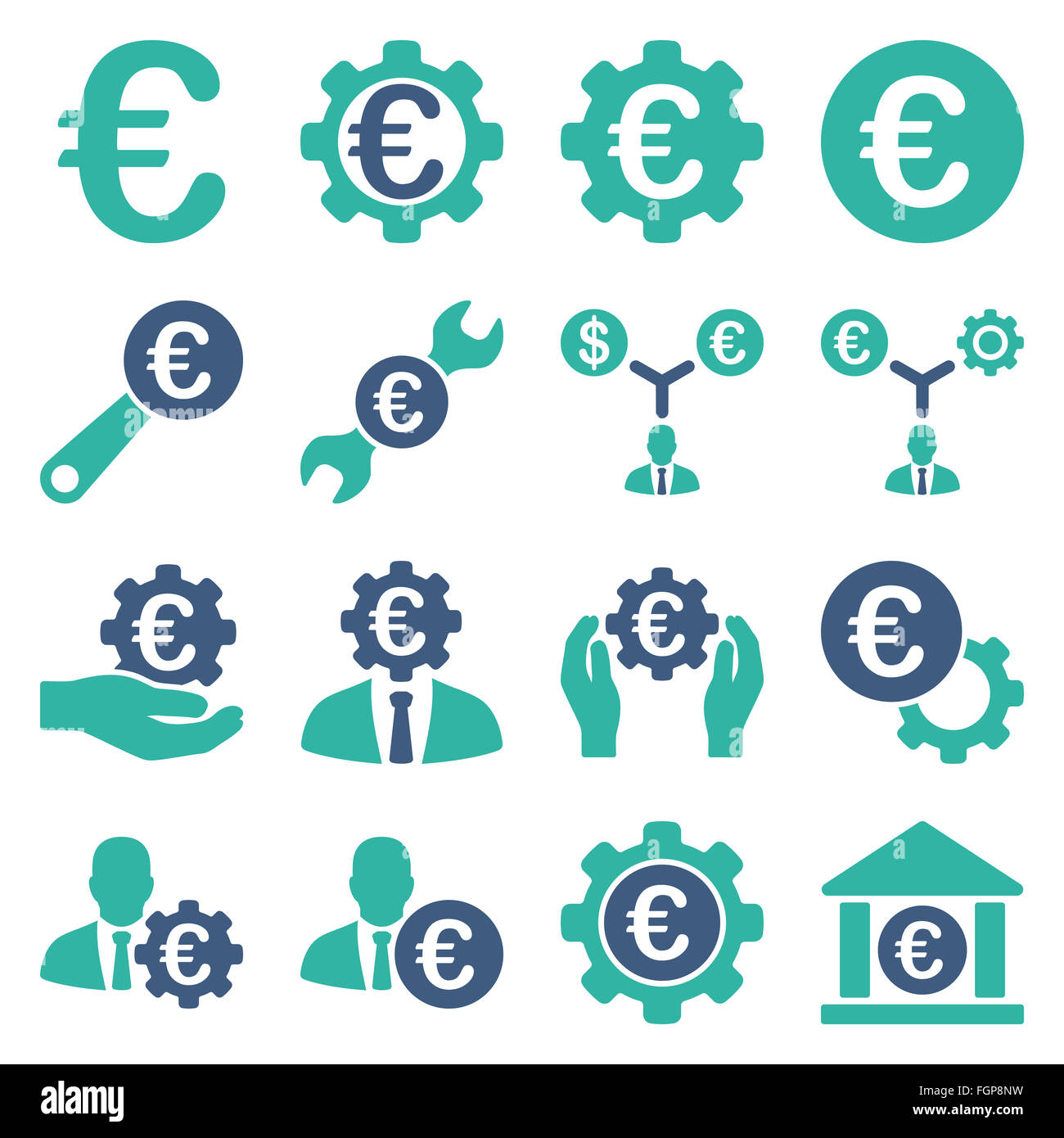 Euro banking business and service tools icons Stock Photo - Alamy