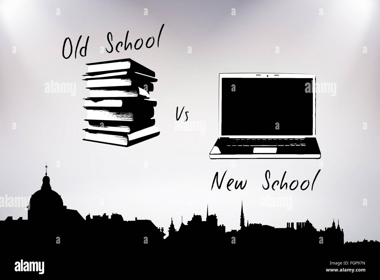 Composite image of old school vs new school Stock Photo - Alamy