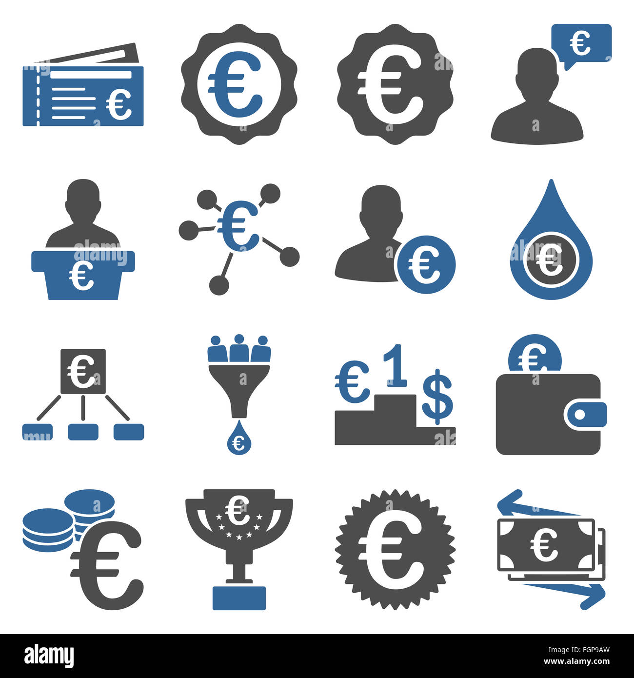 Euro banking business and service tools icons Stock Photo - Alamy
