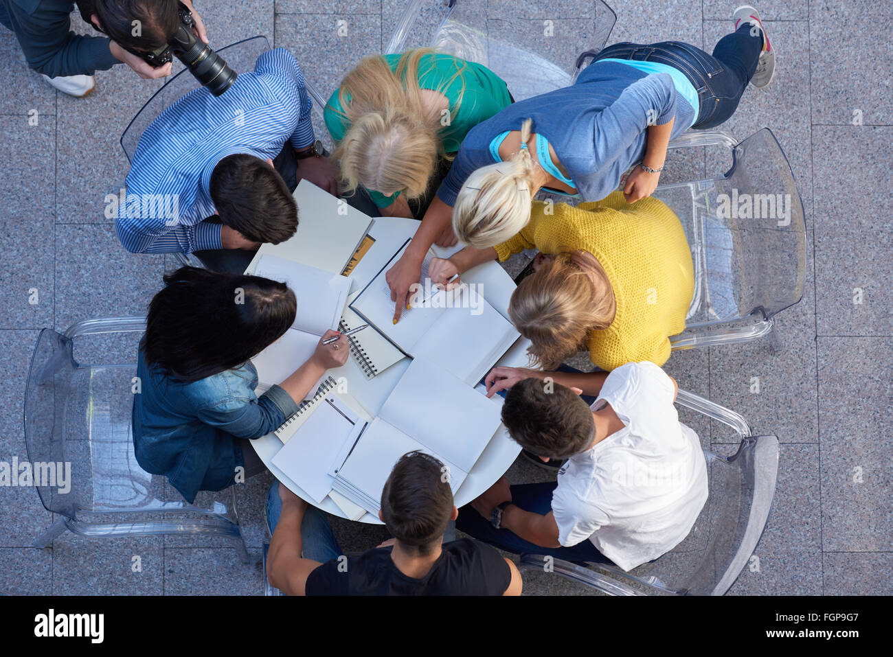 group of students top view Stock Photo - Alamy