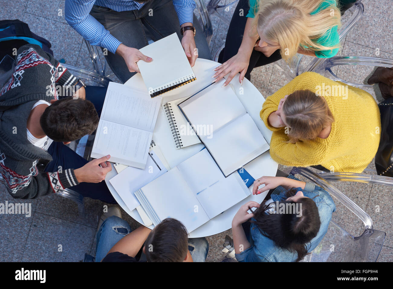 group of students top view Stock Photo - Alamy