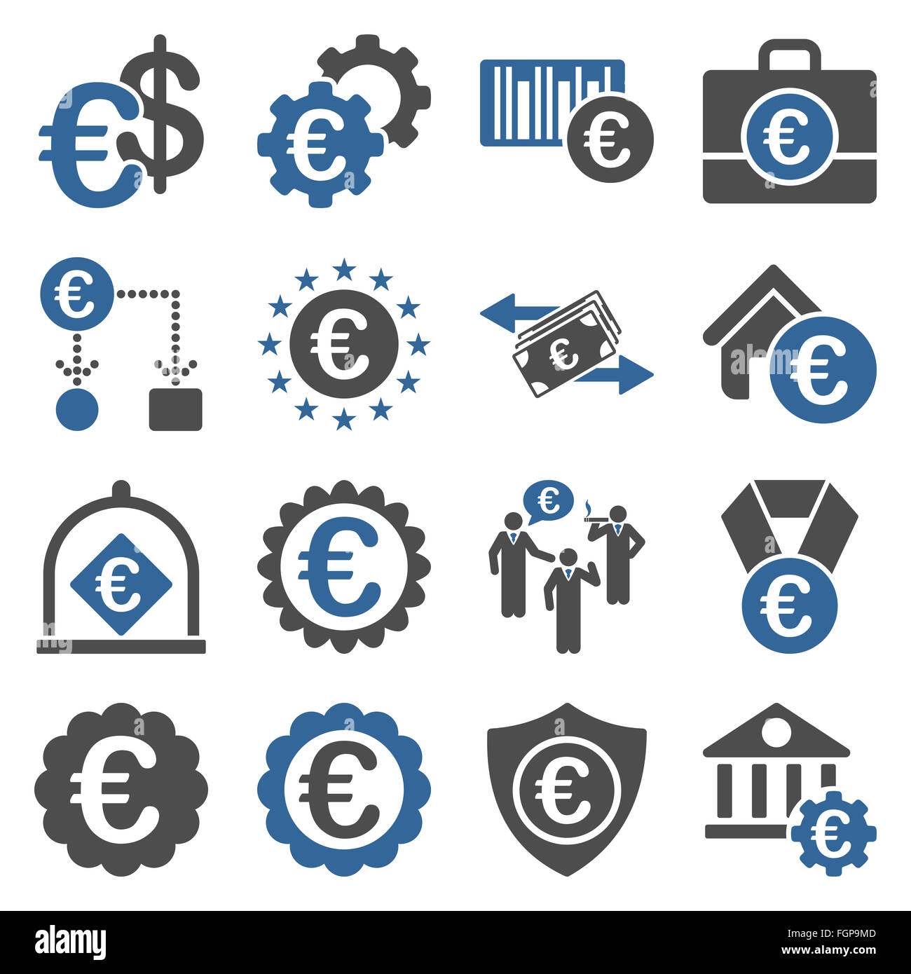 Euro banking business and service tools icons Stock Photo - Alamy