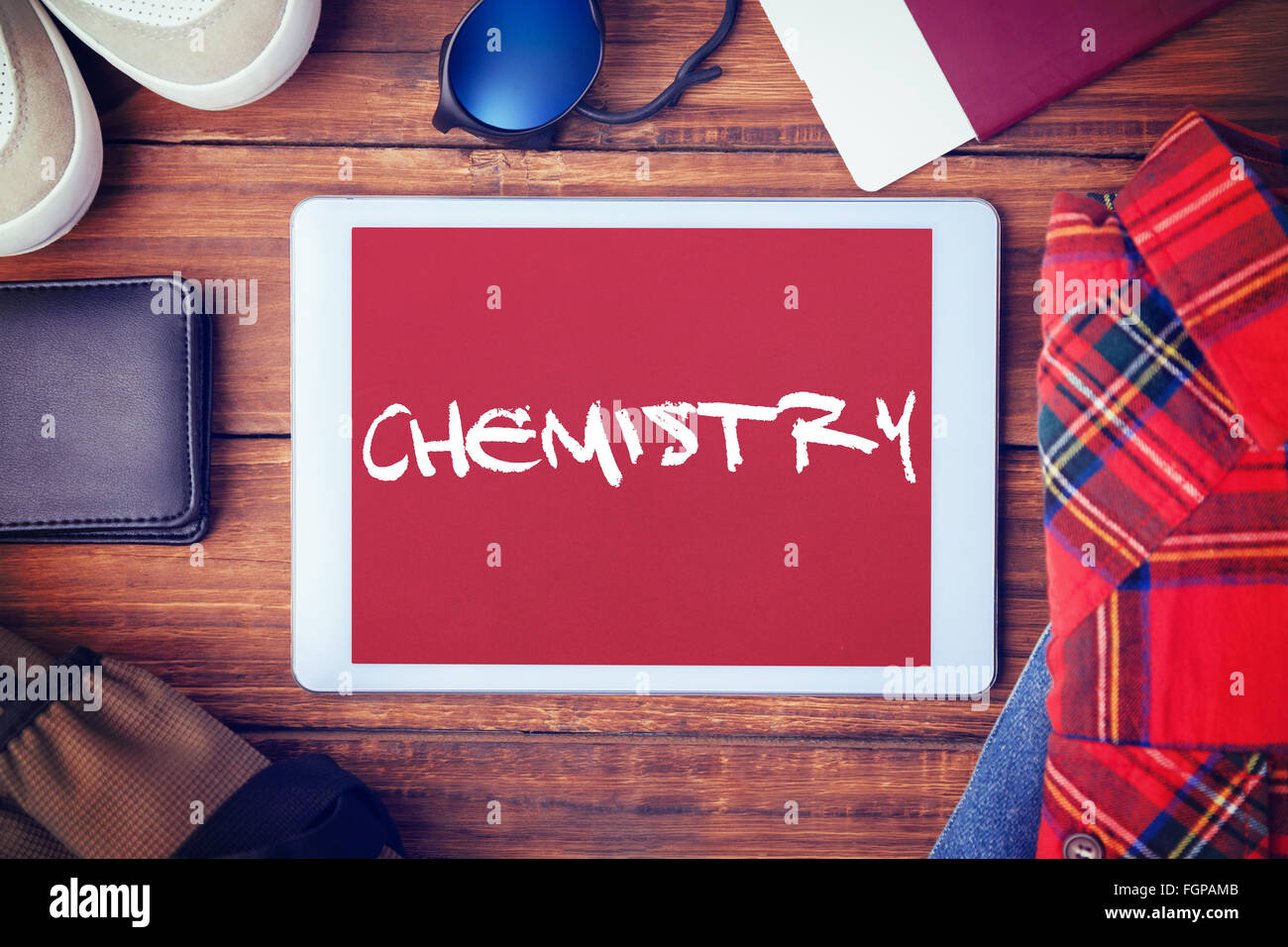 Chemistry against red background Stock Photo - Alamy