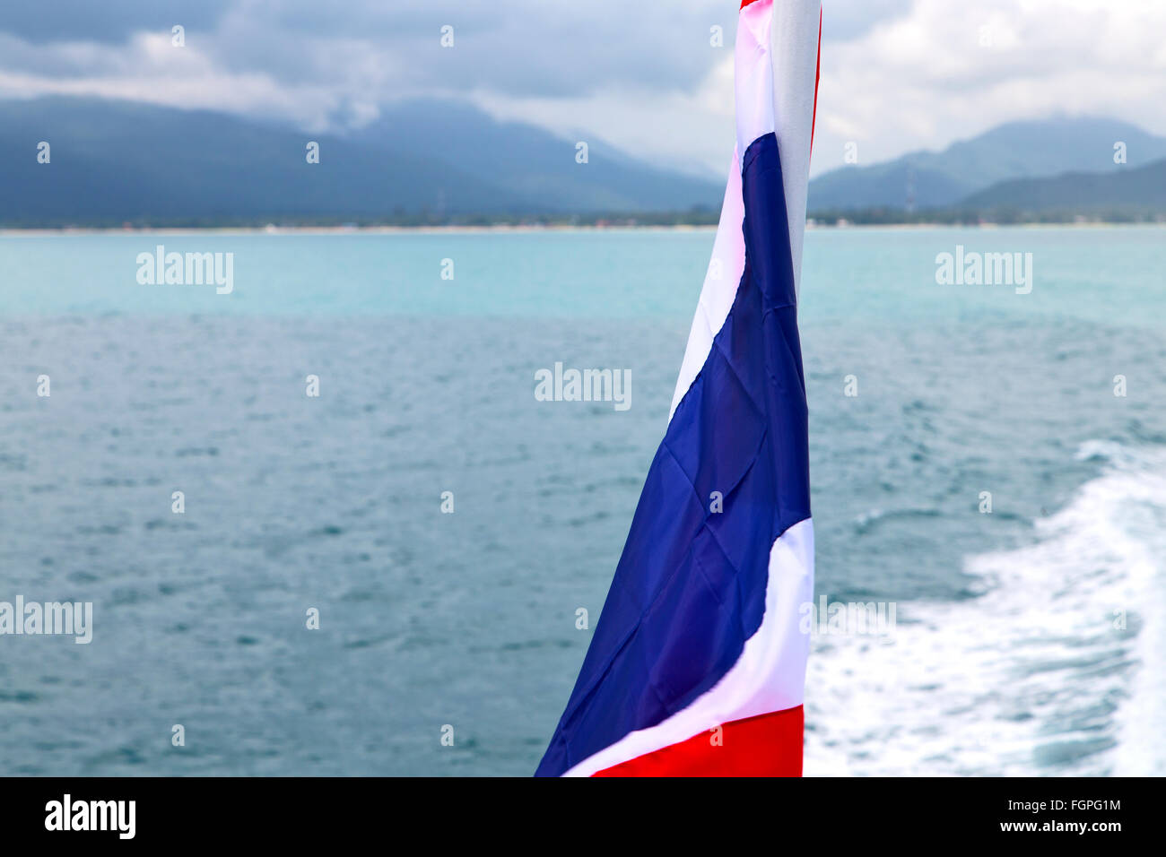 asia myanmar kho samui bay isle waving flag in thailand and south china ...