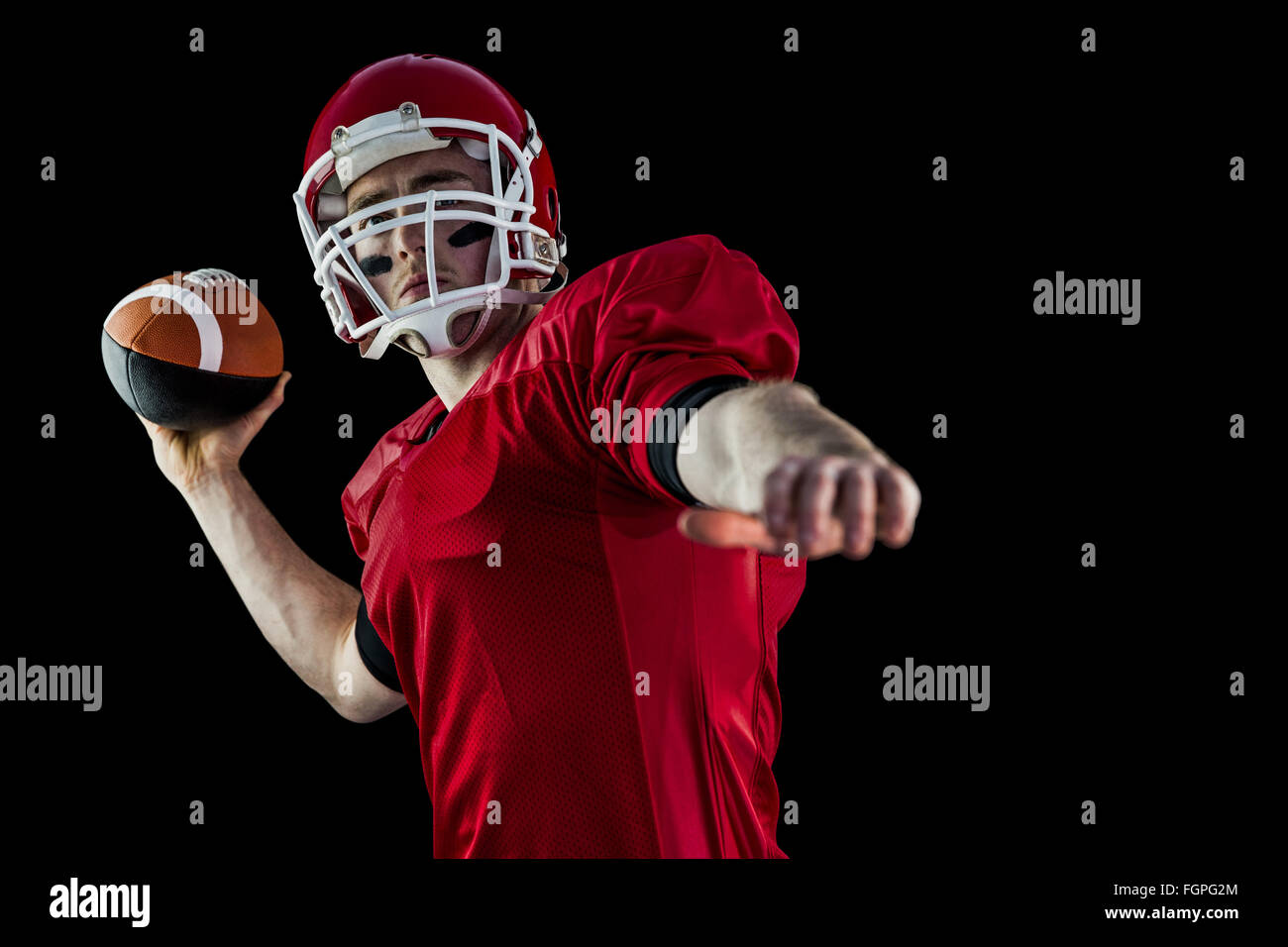 American football player throwing football Stock Photo - Alamy