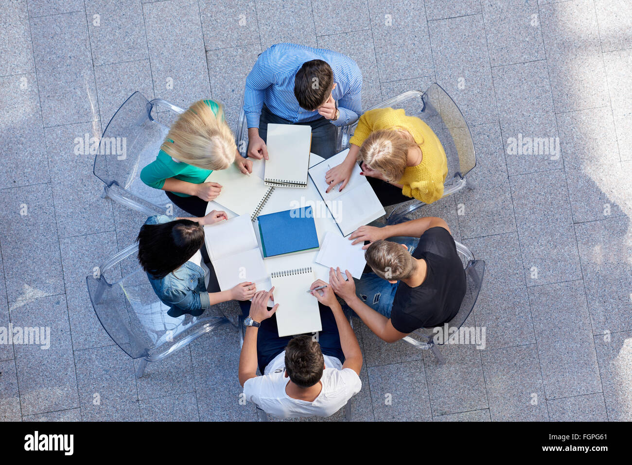 group of students top view Stock Photo - Alamy