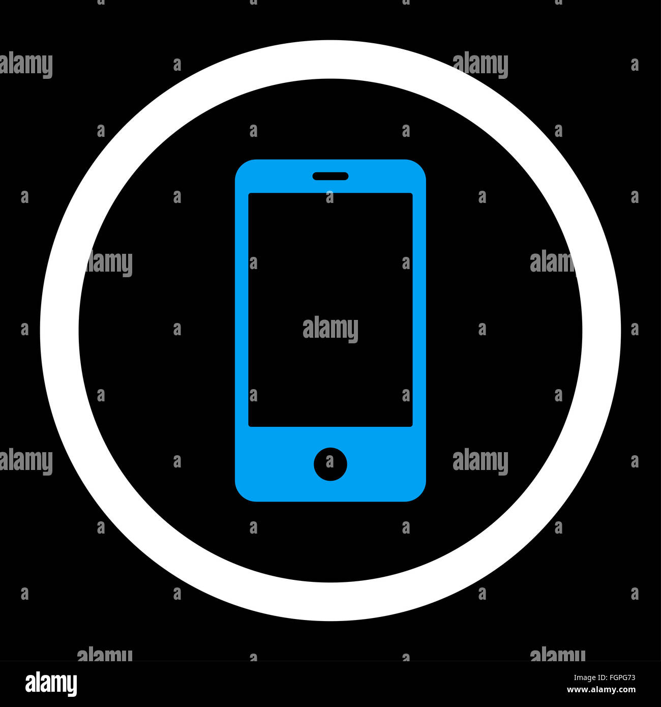 Smartphone flat blue and white colors rounded raster icon Stock Photo ...