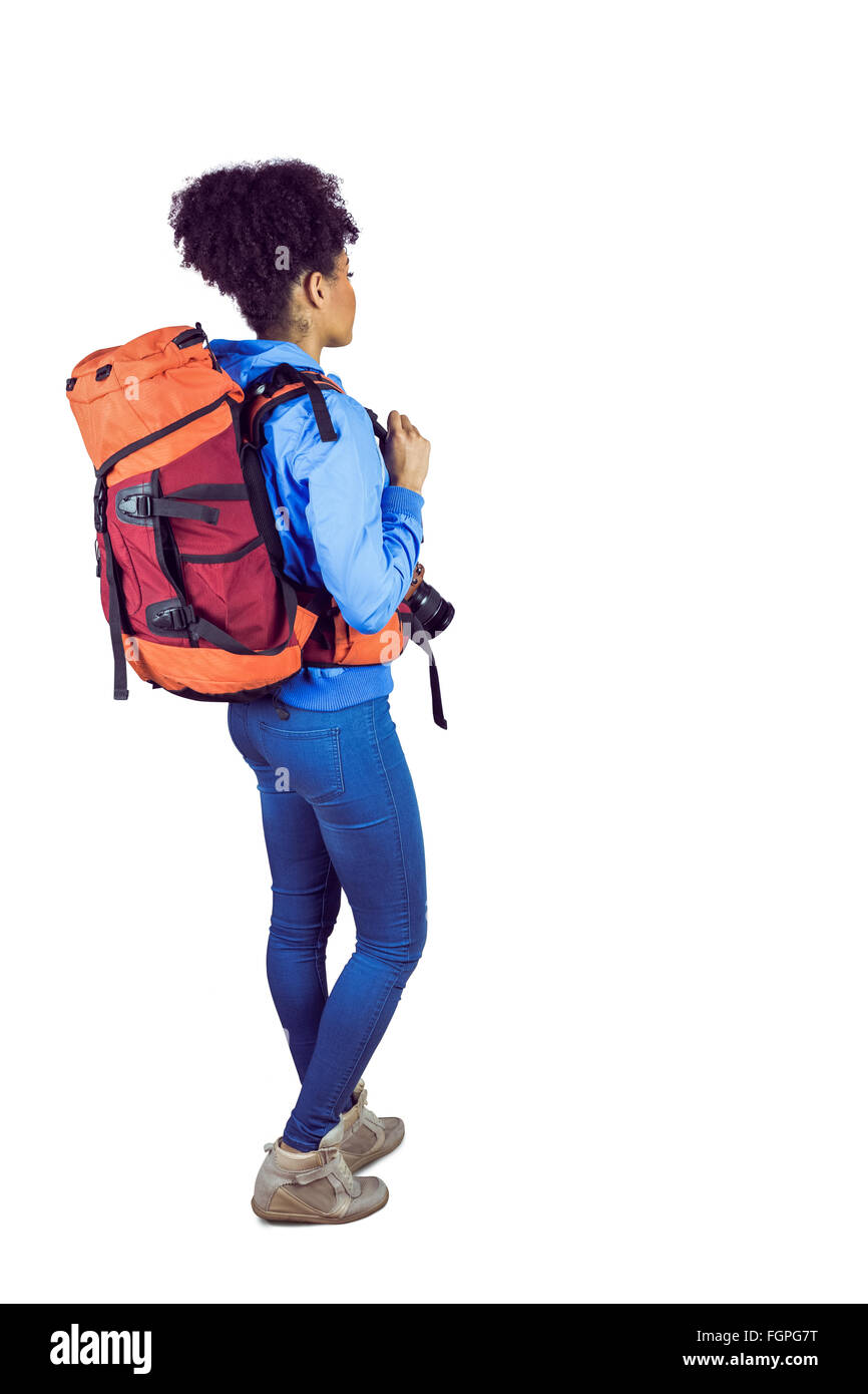 Young woman with backpack Stock Photo - Alamy
