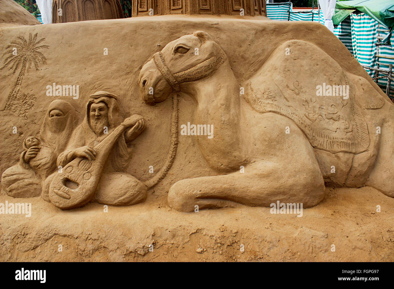 Sand art sculpture depicting People and culture of Arabs at Sand museum ...