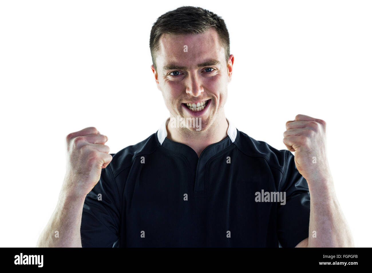 Excited rugby player yelling out Stock Photo - Alamy