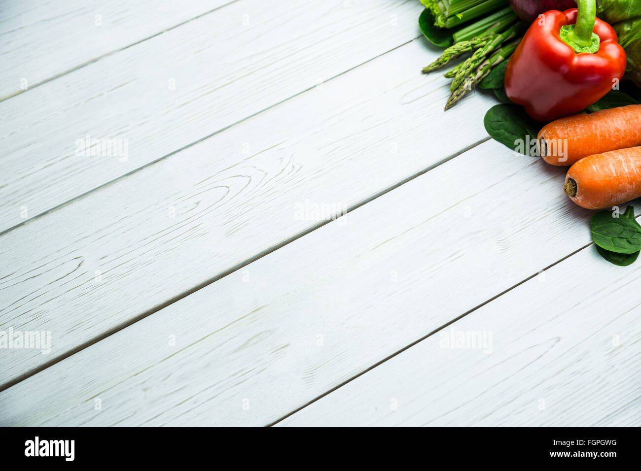 Line of vegetables on table Stock Photo - Alamy