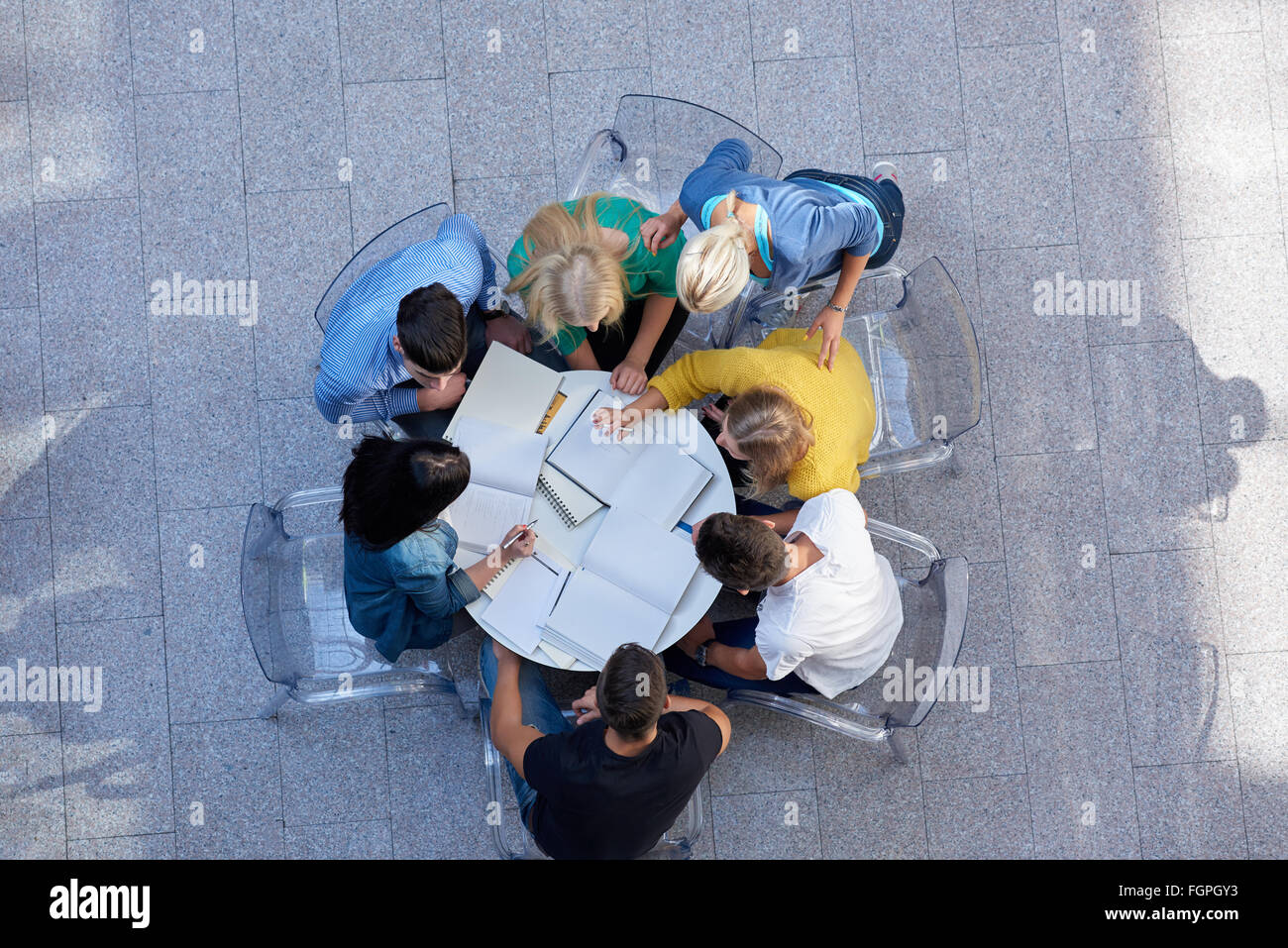 group of students top view Stock Photo - Alamy