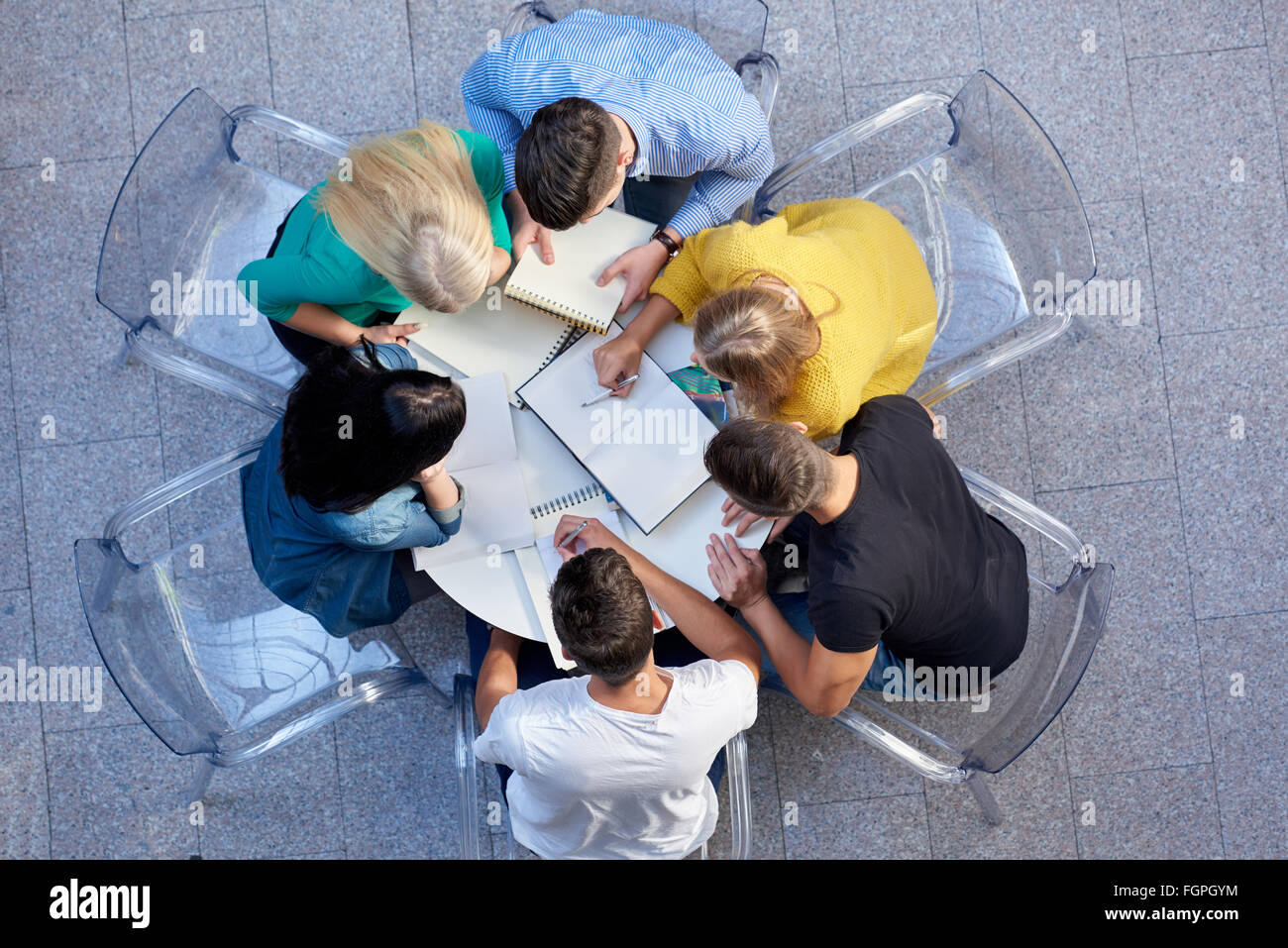 group of students top view Stock Photo - Alamy