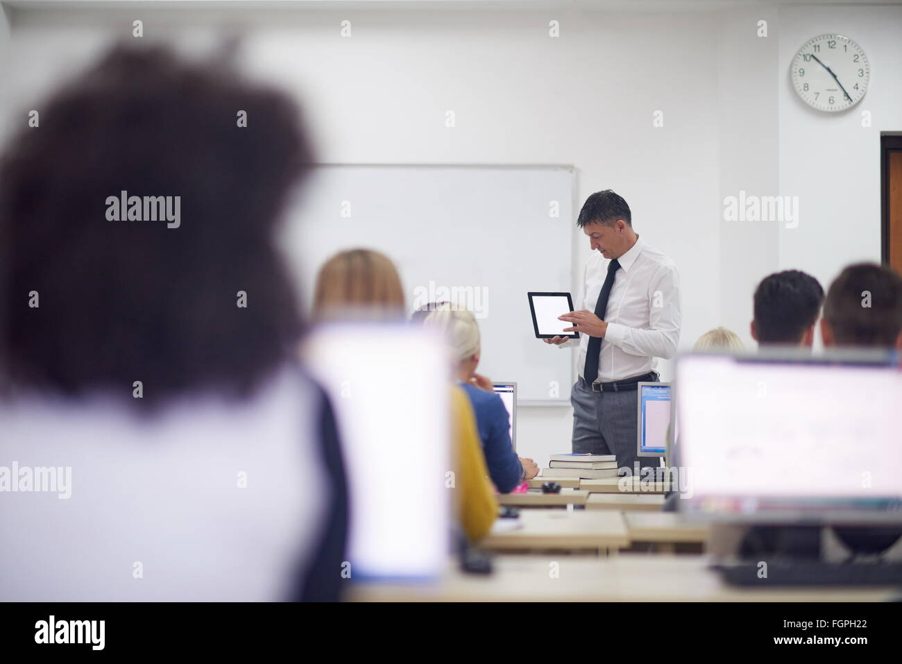 students with teacher in computer lab classrom Stock Photo - Alamy