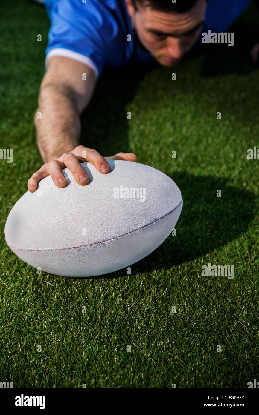 A rugby player scoring a try Stock Photo - Alamy