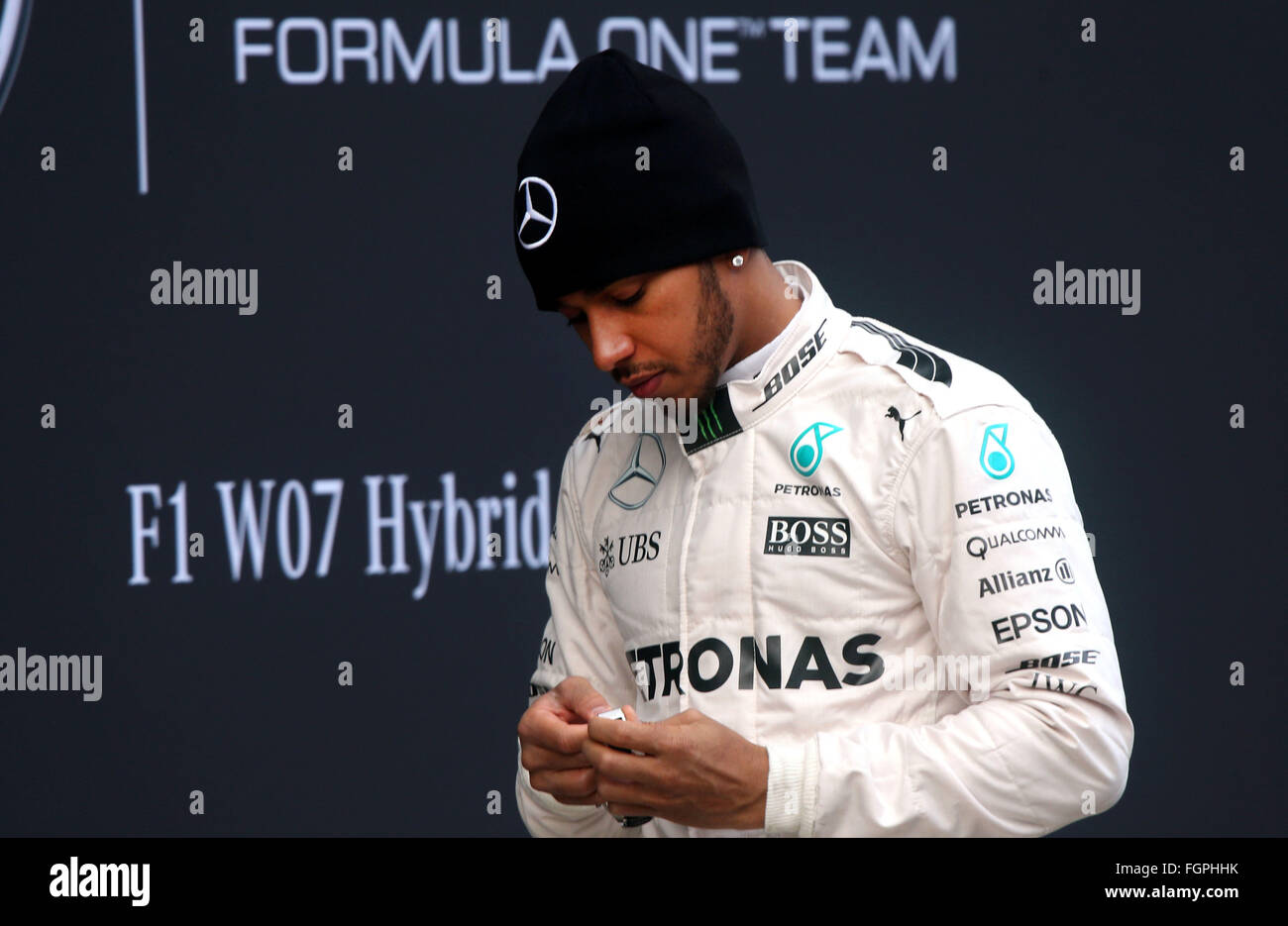 Barcelona, Spain. 22nd Feb, 2016. British Formula One driver Lewis ...