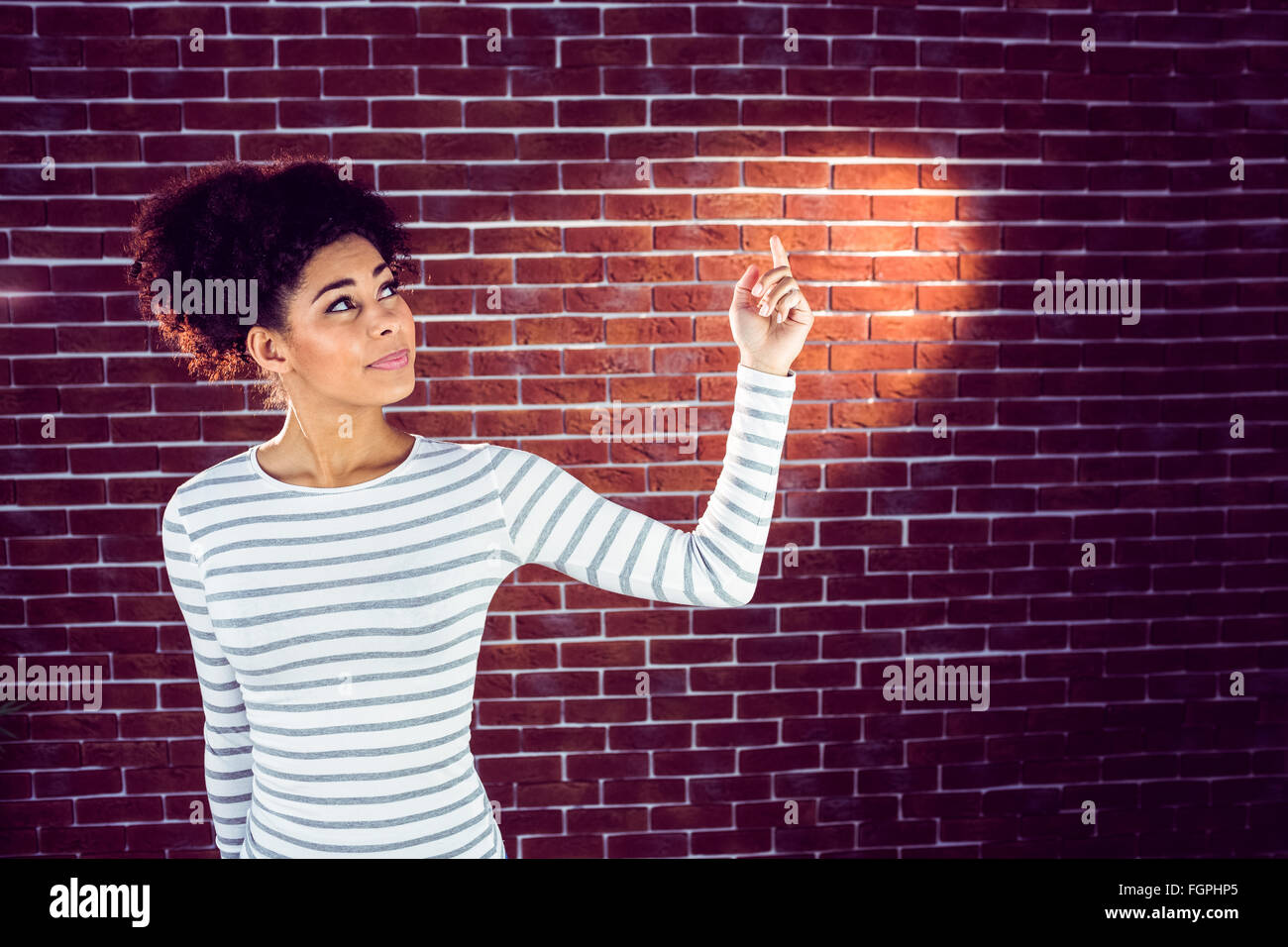 Young woman pointing the light Stock Photo - Alamy
