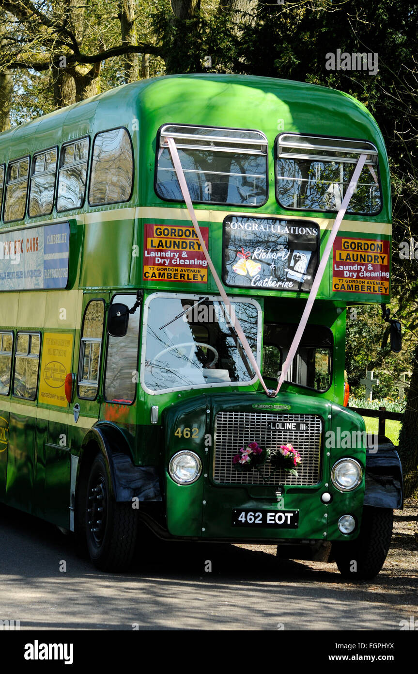 Green routemaster bus for wedding Stock Photo - Alamy