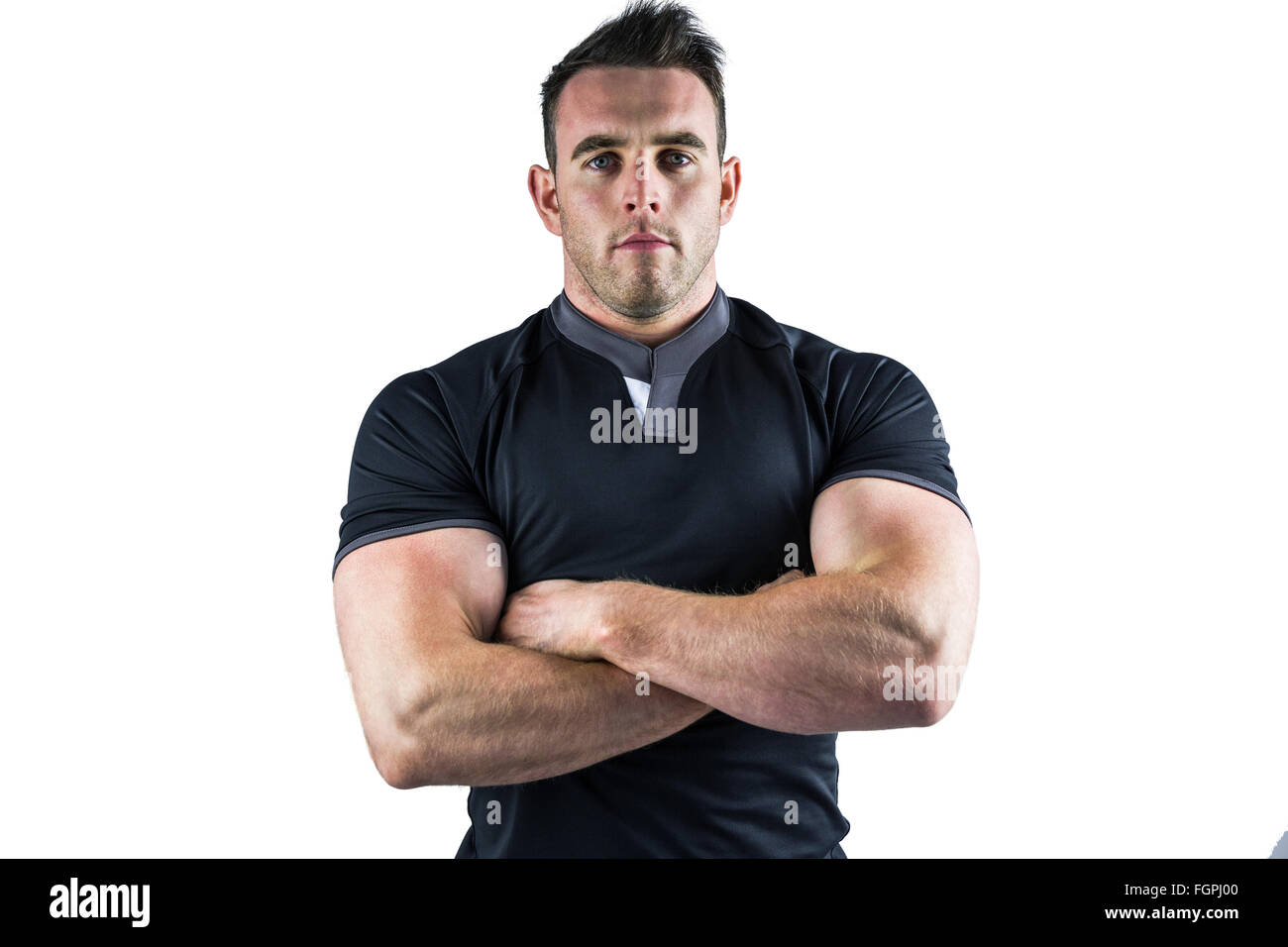 Tough rugby player looking at camera Stock Photo - Alamy