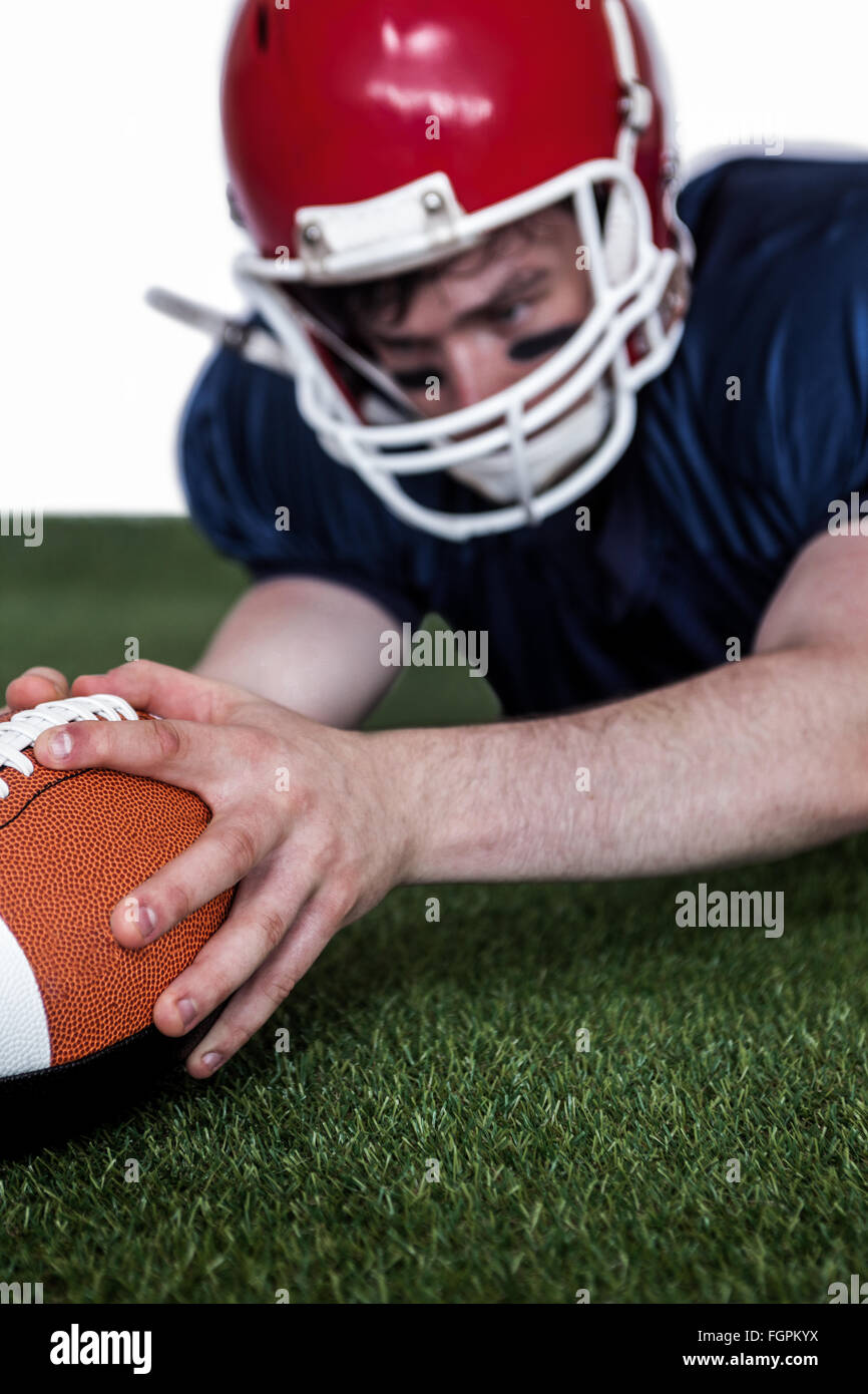American football player scoring a touchdown Stock Photo - Alamy