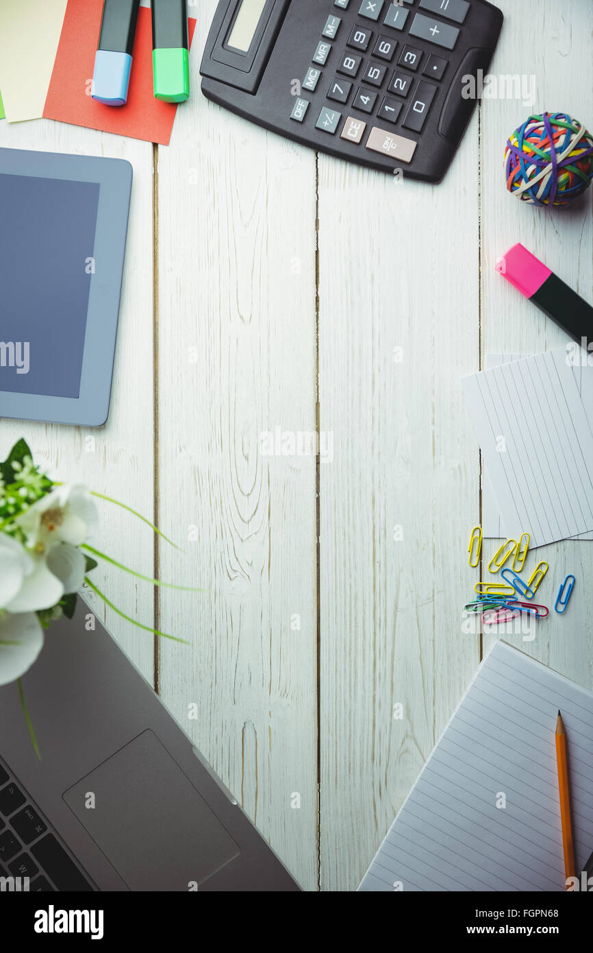 Overhead view of an desk Stock Photo - Alamy