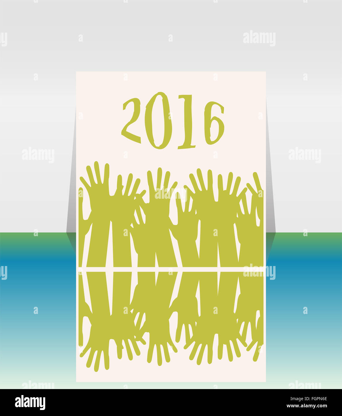 2016 and people hands set symbol. The inscription 2016 in oriental ...