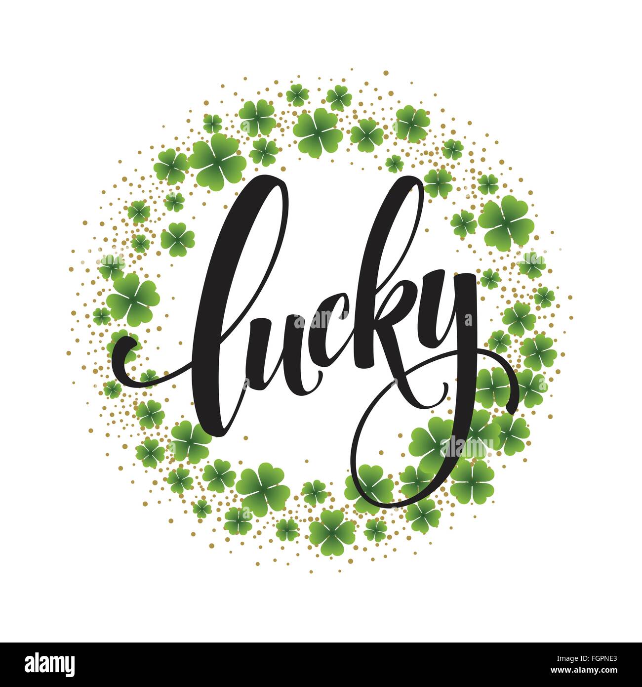 Happy St. Patricks Day greating. Lucky Calligraphy. Hand lettering ...