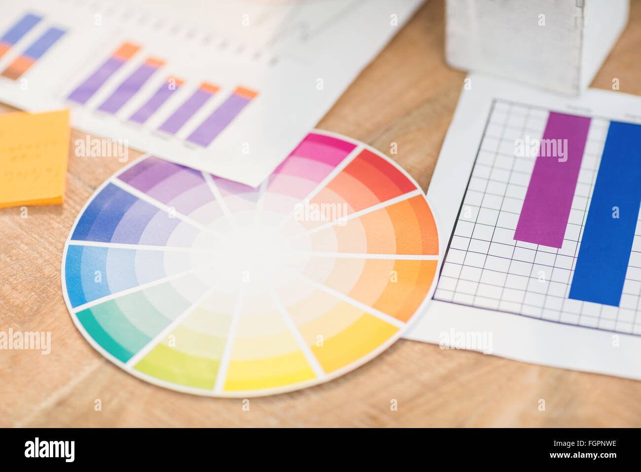 Overhead view of a color watch on the desk Stock Photo - Alamy