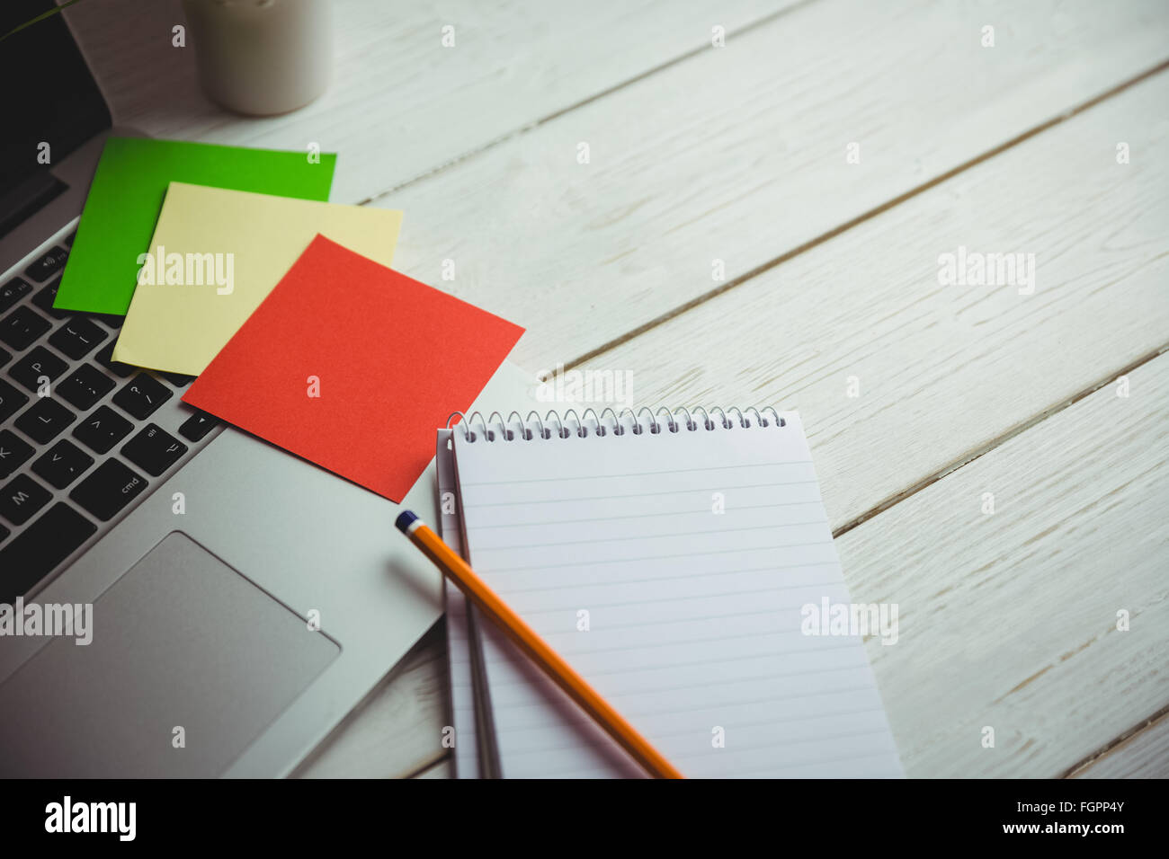 Overhead view of an desk Stock Photo - Alamy