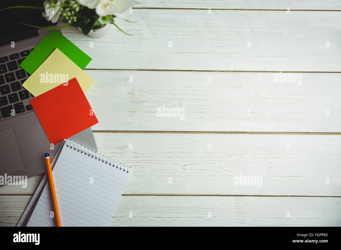 Overhead view of an desk Stock Photo - Alamy
